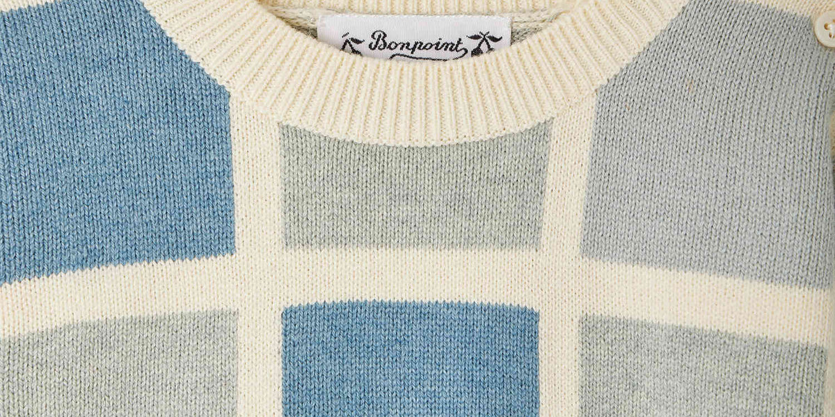 Gallen sweater colorblock with checks • Bonpoint